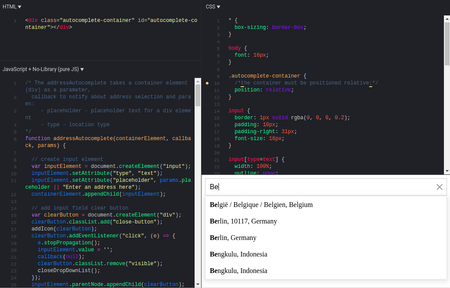 Address field with autocomplete - Tutorial + JSFiddle | Geoapify