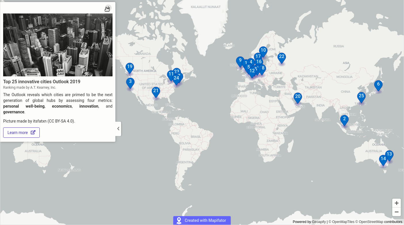 Tell your map story and share it with Mapifator map builder | Geoapify